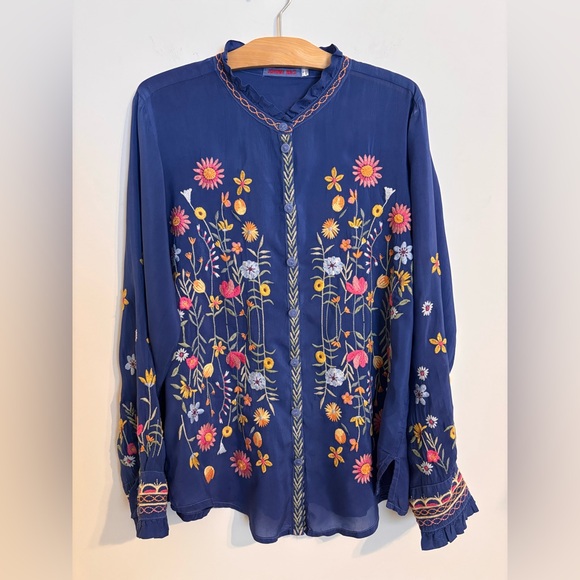 Johnny Was | Tops | Johnny Was Lolanda Embroidered Blouse In Marine ...
